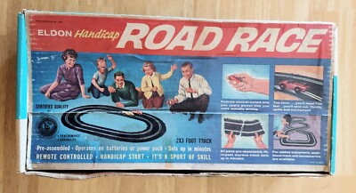 Vintage 1962 Eldon Handicap Deluxe Road Race slot cars original ...