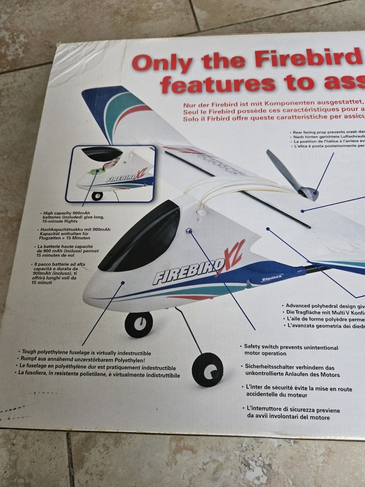 RARE OLD FIREBIRD XL RC Plane Hobbyzone Ripmax Radio Controlled BOXED ...