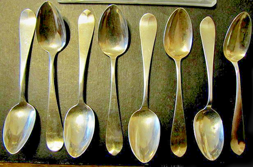 Lot of 8 D. M. Tyler Coin Silver Teaspoons Boston Maker 115 grams | eBay