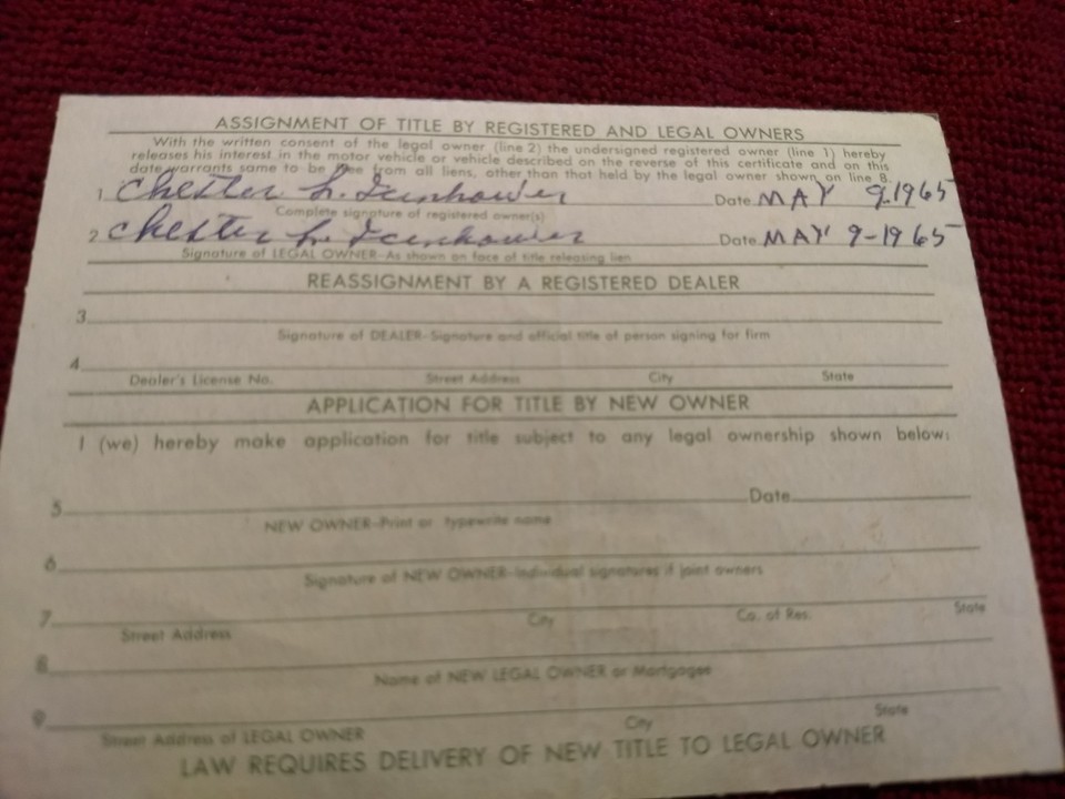 Vintage Historical Oregon Title Document 1950 Ford Pickup | eBay