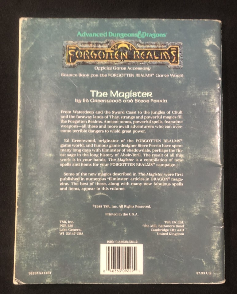 AD&D The Magister Forgotten Realms TSR 9229 FR4, vintage 1988 | eBay