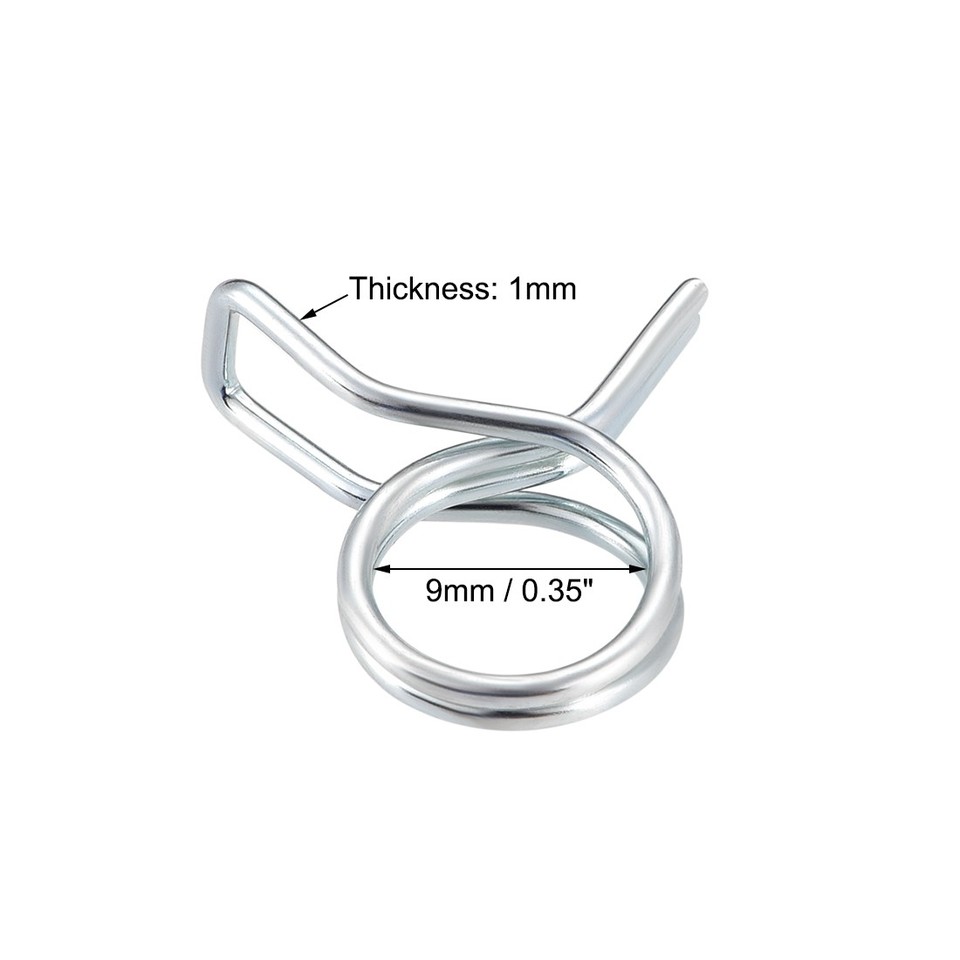 Double Wire 9mm Fuel Line Hose Tube Spring Clips Clamp Zinc Plated ...