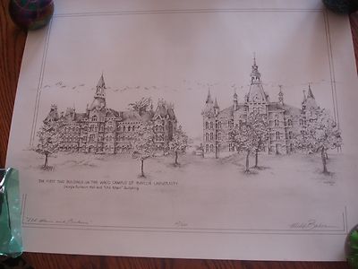 SIGNED LTD EDITION LITHOGRAPH BAYLOR UNIVERSITY OLD MAIN BURLESON MIKE ...
