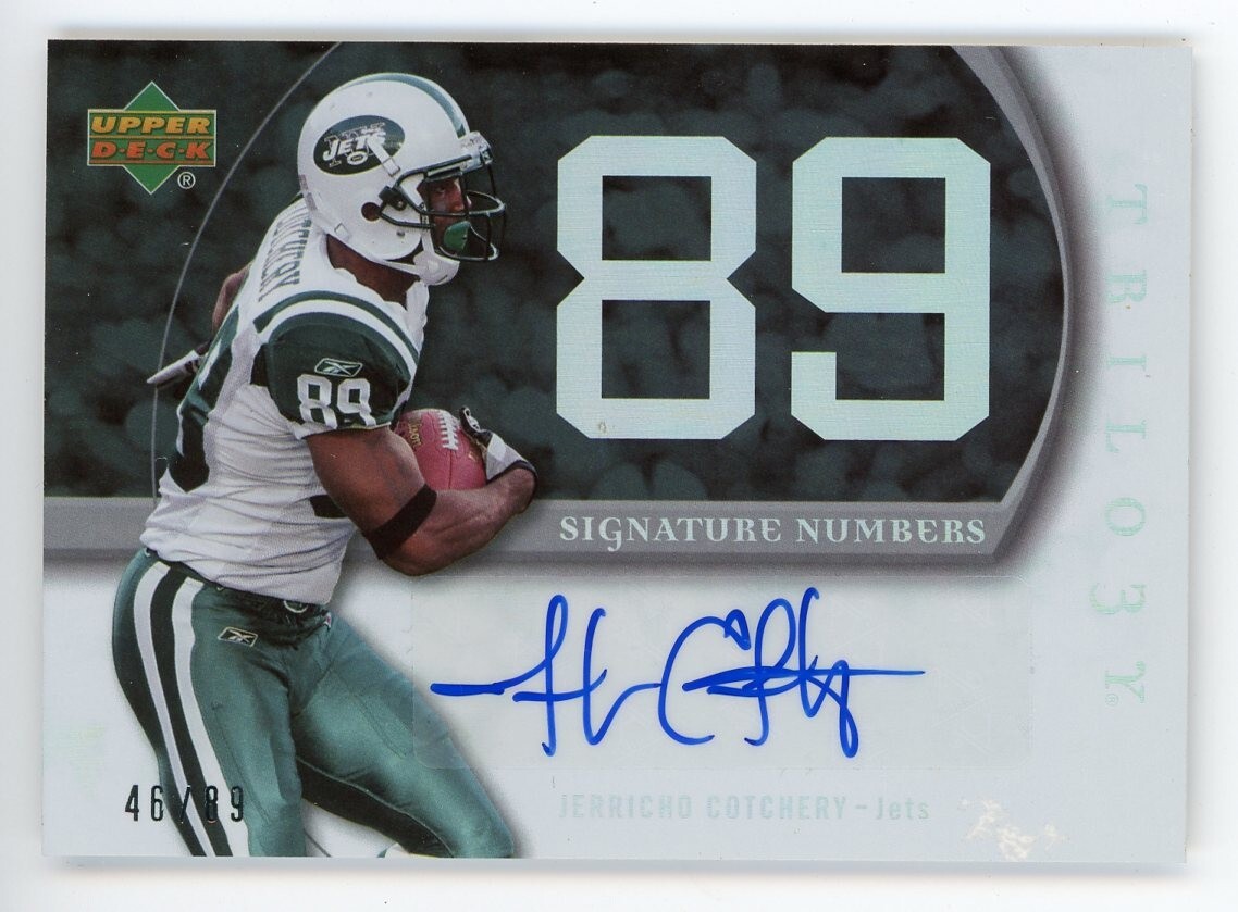 Jerricho Cotchery 2007 Upper Deck Trilogy Signature Numbers Auto ...