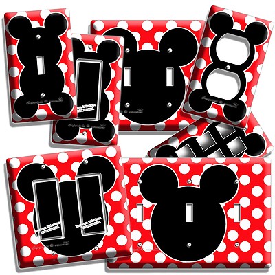 MICKEY MOUSE EARS RED POLKA DOTS BABY NURSERY LIGHT SWITCH OUTLET WALL ...
