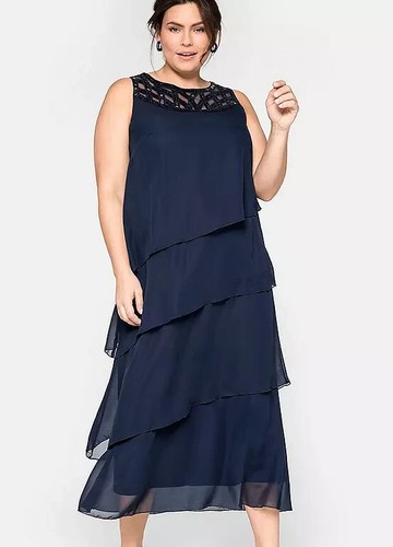 SHEEGO Navy Layered Evening Dress UK 30 PLUS Size (fm74-12) | eBay