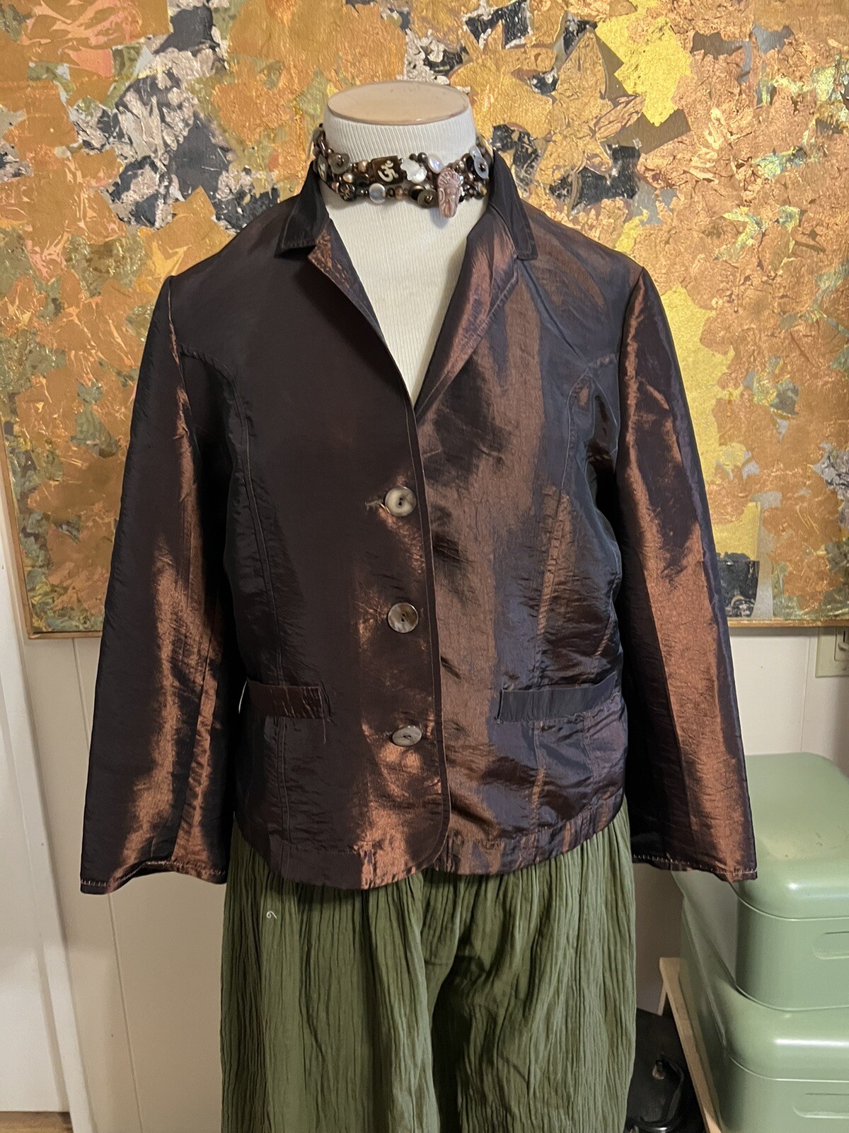 Vintage Van Klee Iridescent Mocha Brown Thai Silk Box… - Gem