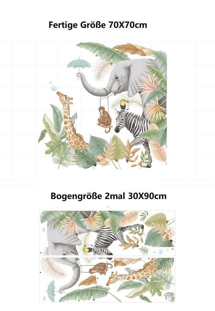 Wandtattoo Wandaufkleber Wald Tier Zoo Urwald Wohnzimmer Schlafzimmer ...