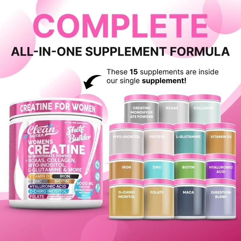 Women’s Creatine Powder w/ BCAAs, Collagen, Inositol – Clean Nutra ...