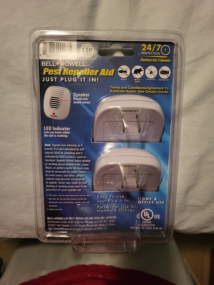 Bell & Howell Ultrasonic Pest Repeller Plug In 2 Pack Brand New Sealed ...