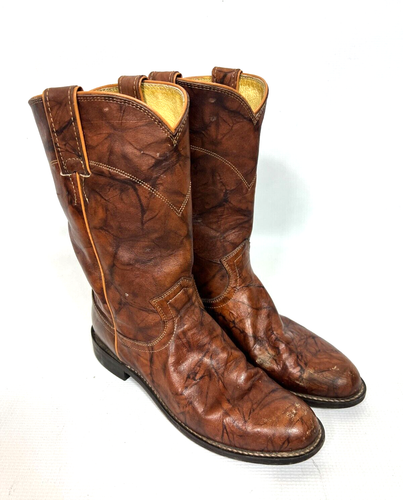Justin Ropers Marbled Brown Deerlite L3161 COWBOY BOOTS Women's 6 B ...