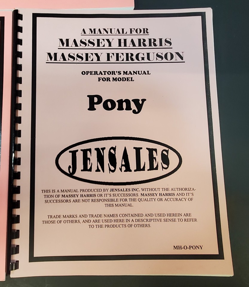 Jensales Massey Harris Massy Ferguson Service, Parts, Operator Manual ...