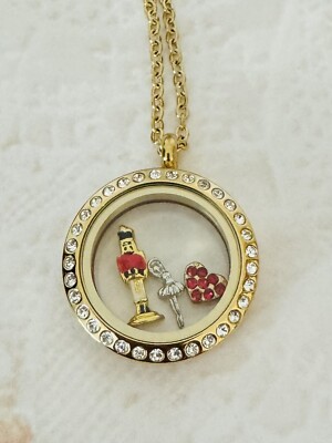 Christmas Nutcracker Ballet Floating Memory Locket 25mm Gold Stainless ...