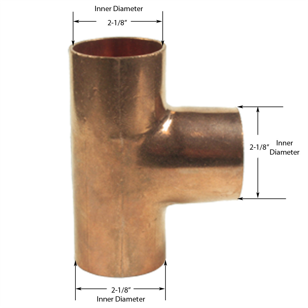 Libra Supply 2 inch, 2'', 2-inch Copper Pressure Sweat Tee C x C x C ...