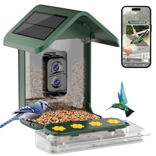 Wi-Fi Solar Powered Smart HD Bird Feeder Camera Auto Detect & Notify ...