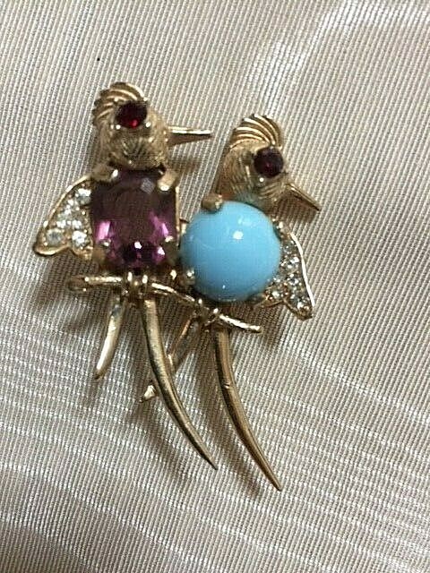 MID CENTURY COLLECTORS WEISS PIN TWO BIRDS ON A BRANC… - Gem