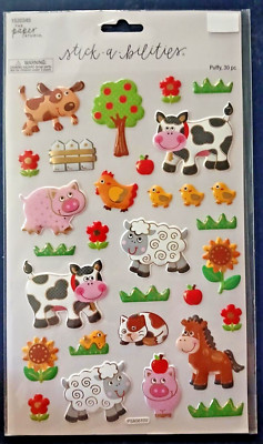 THE PAPER STUDIO PUFFY FARM ANIMALS STICKERS~ 30 PC. SHEET | eBay