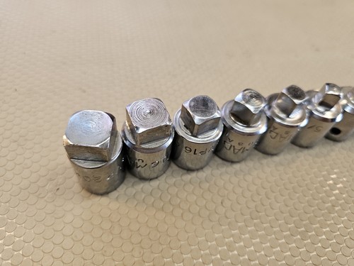 8 Pc.- MAC Tools 1/4"-5/8" SAE 1/2" Drive Square External Drain Plug ...