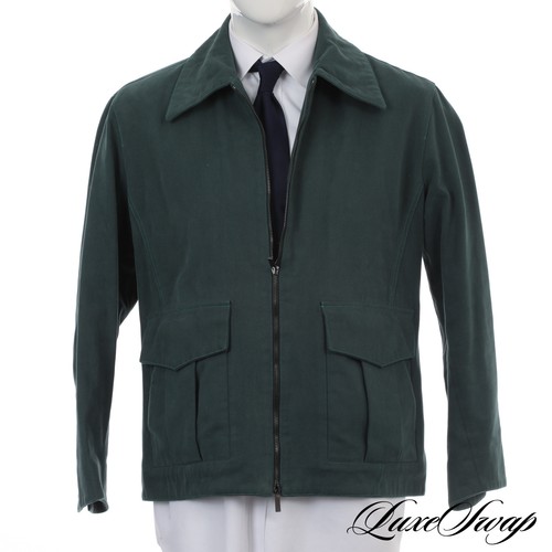#1 MENSWEAR RARE Stoffa Jade Green Brushed Twill Pleat Pocket Zip ...