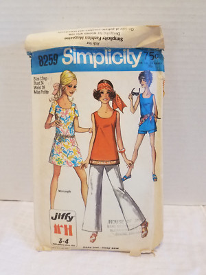 Vintage Simplicity #8259 Size 12 Petite MINI Dress Bell-bottom pattern ...