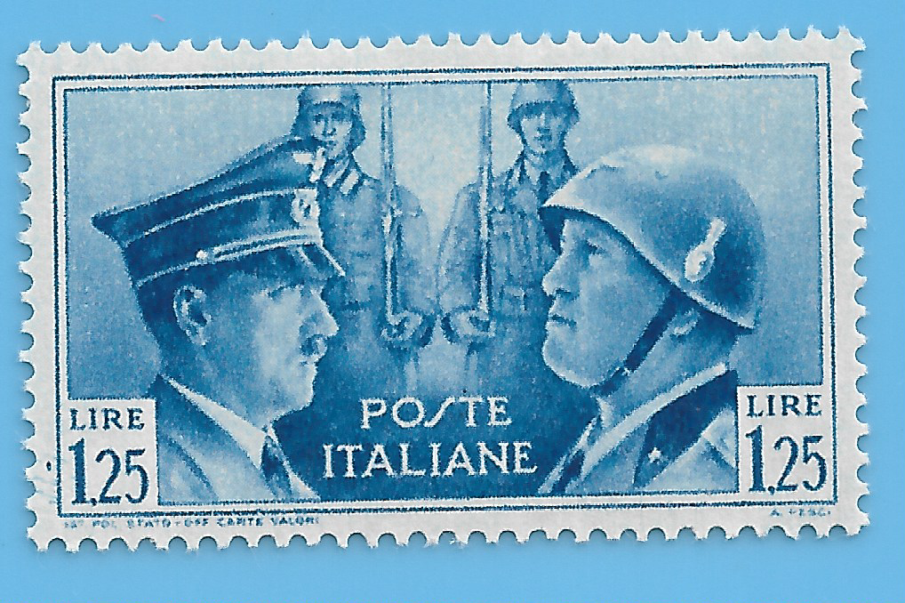 Italy 1941 German Axis Hitler Mussolini 1.25 Lire Stamp WW2 Era Sc# 418 ...