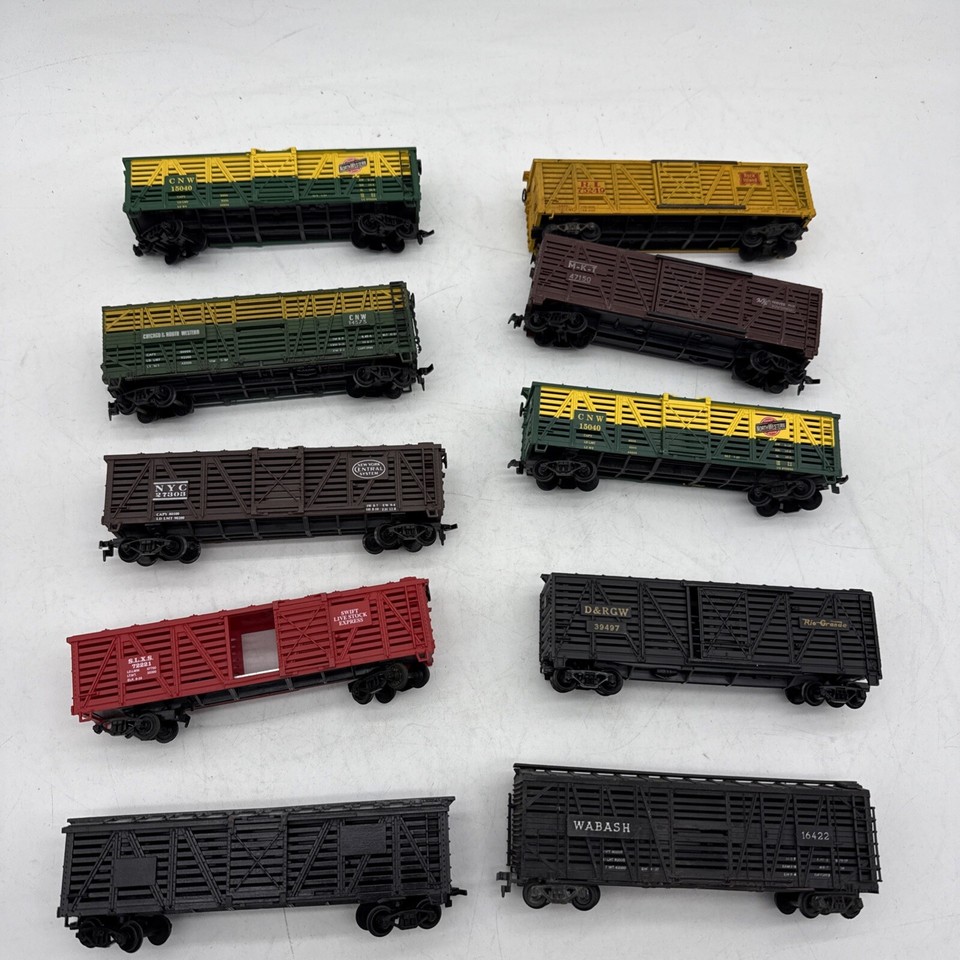 Lot of 10 HO Scale Train Cars Rolling Stock Boxcars Wabash NYC Rio ...