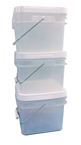 2 Gallon Square Food Grade Bucket Container Pail with Lid- 3 PACK- Made ...