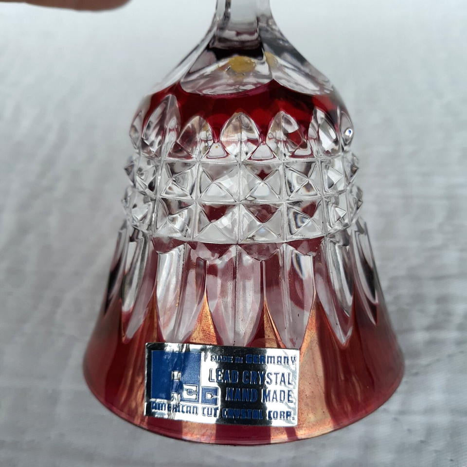 Large American Cut Bohemian Lead Hand Cut Crystal Cranberry Red Glass ...