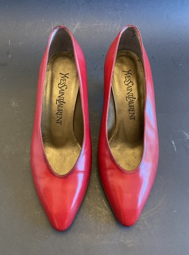 Yves Saint Laurent YSL Vintage Heels Red Classic Kitten Pump Shoes 35 1 ...