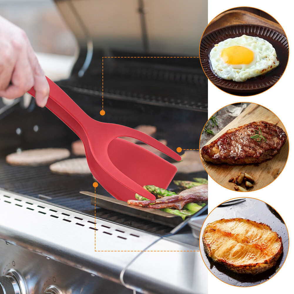 2 In 1 Egg Flipper Tongs Non Stick Spatula for Home Kitchen Cooking ...
