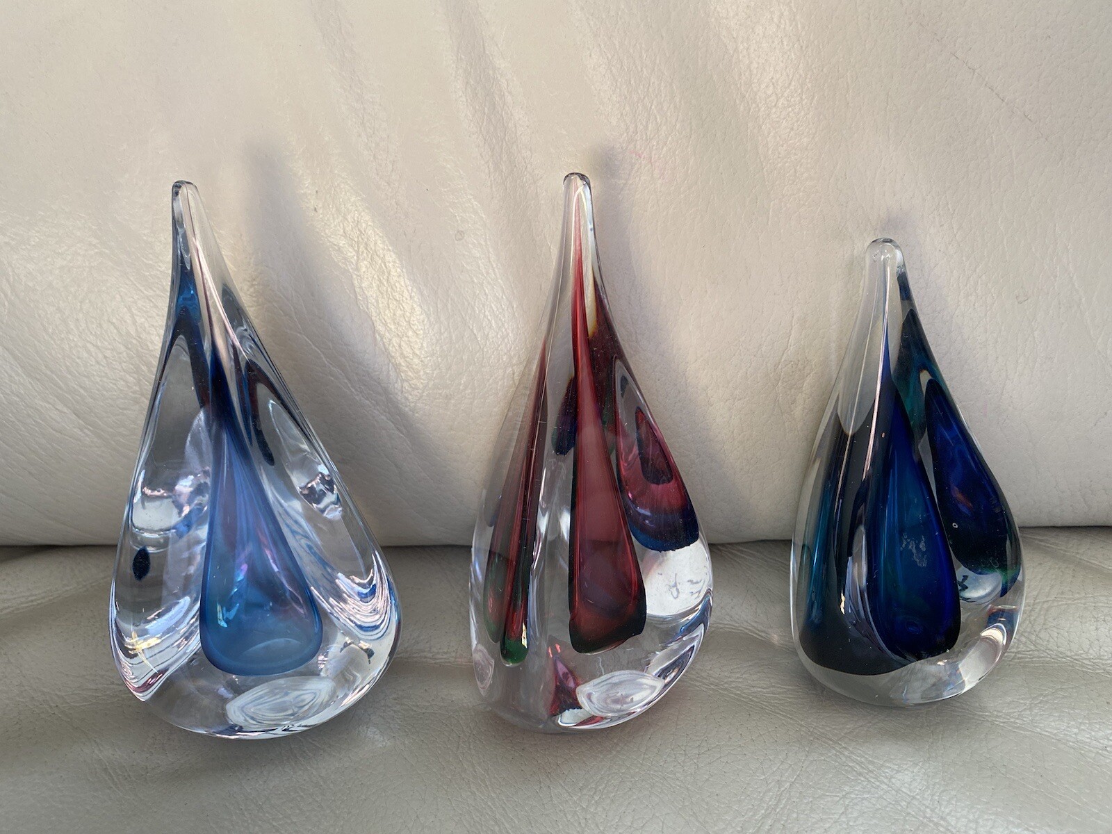 Marian Pyrcak Teardrop Paperweight Art Glass Decor 3pcs. | eBay