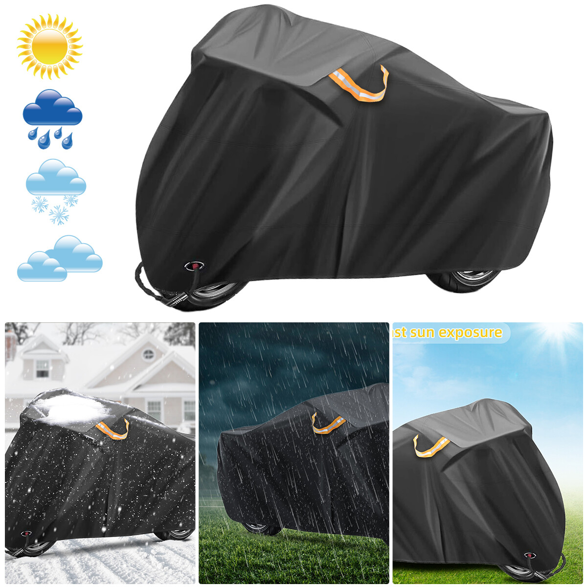 Heavy Duty Waterproof Motorcycle Motorbike Cover Outdoor Rain Dust UV ...