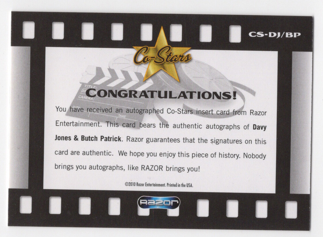 Davy Jones/Butch Patrick 2010 Razor Pop Century Dual Autograph Card ...