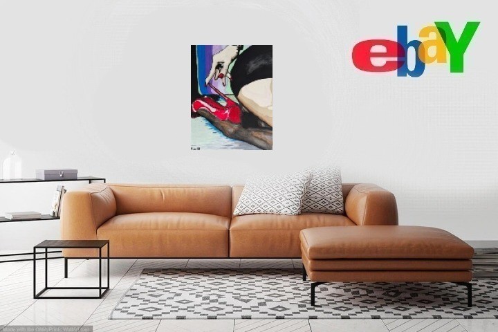 'Straight to the Point' | Painting on Canvas, Pop Art, Red Pumps ...