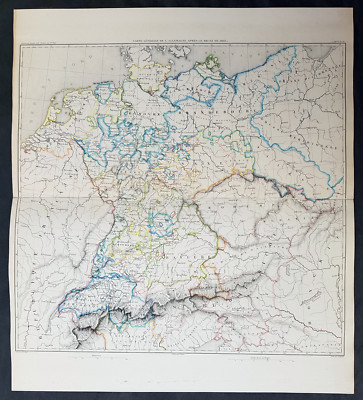 1835 Thiers Original Antique Napoleonic Map of Germany & Central Europe ...