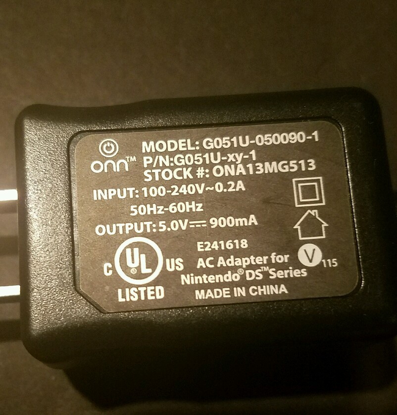 ONN AC ADAPTER NINTENDO DS, 3DS XL, DSI XL, DSI & DSI LITE 5FT CABLE ...