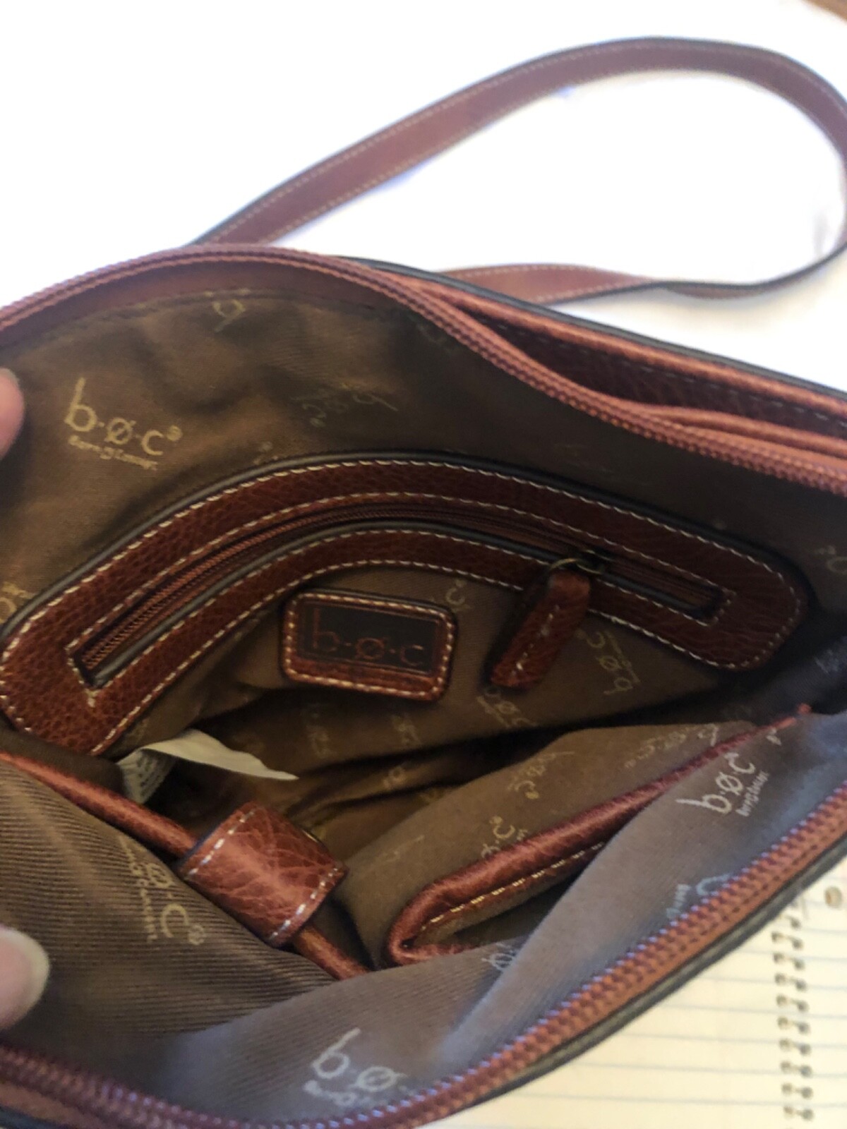 216 BOC handbag *NWOT *brown exterior side pockets inside adjustable ...