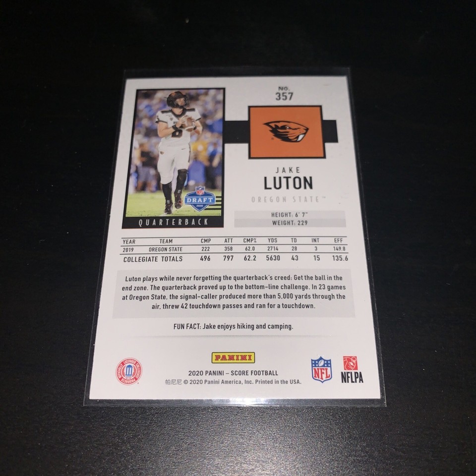 Jake Luton Rc Score 2020 NFL Football Card #357 | eBay