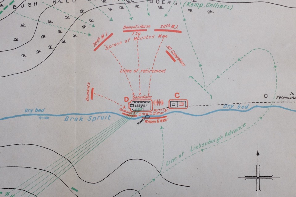 BOER WAR ERA MAP/BATTLE PLAN BOSCHBULT ACTION MAR 31st 1902 DAMANTS ...