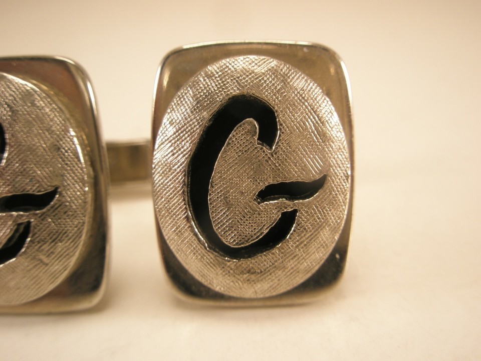 G Initials Name Monogram Letter Vintage Cuff Links george greg geoff ...