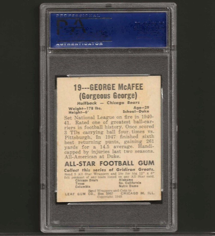 1948 Leaf #19 George McAfee Bears Ex-Mt PSA 6 | eBay
