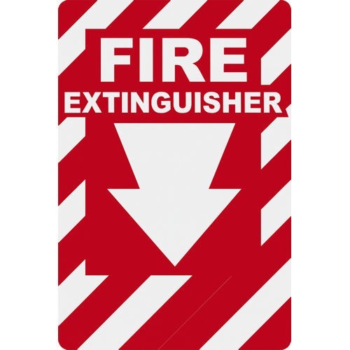 4 Inch NON Reflective Fire Extinguisher Below Arrow Vinyl Sticker Decal ...