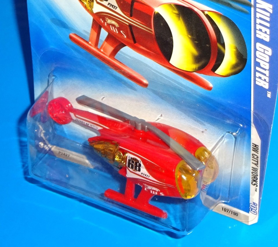 Hot Wheels 2009 HW City Works #107 Killer Copter Red Channel 68 | eBay