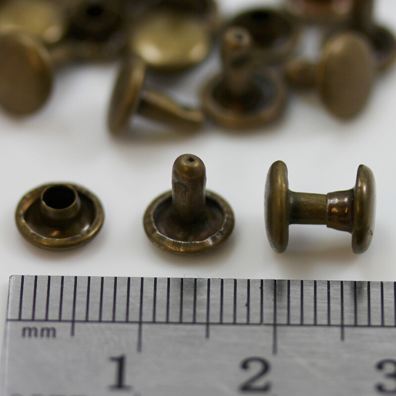 DOUBLE CAP ANTIQUE BRASS GUN METAL SILVER RIVETS LEATHER CRAFT STUD ...