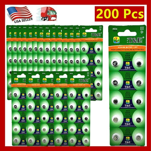 200 Pcs AG4 LR626 377A SR66 1.5V Alkaline Button Cell Watch Batteries ...