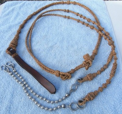 Ranch Cowboy made Braided Rawhide Romel Romal Reins Ball Rein Chains | eBay