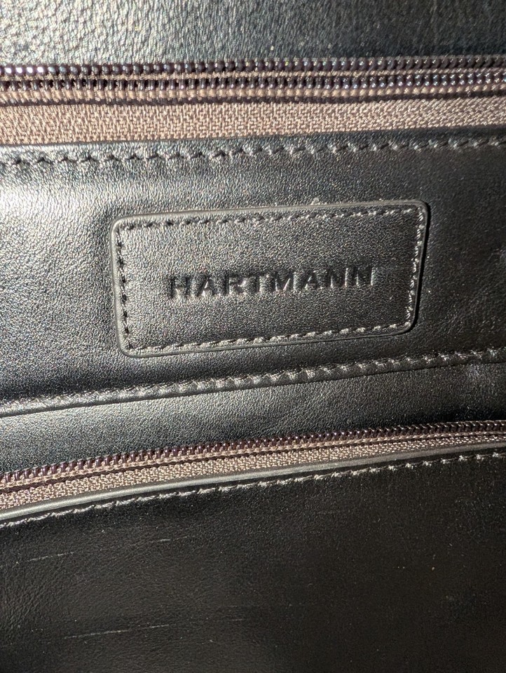 Hartmann Black Leather Expandable Messenger Briefcase Business Shoulder ...