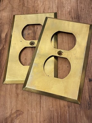 Vintage Solid Brass Duplex Outlet Covers Pair | eBay