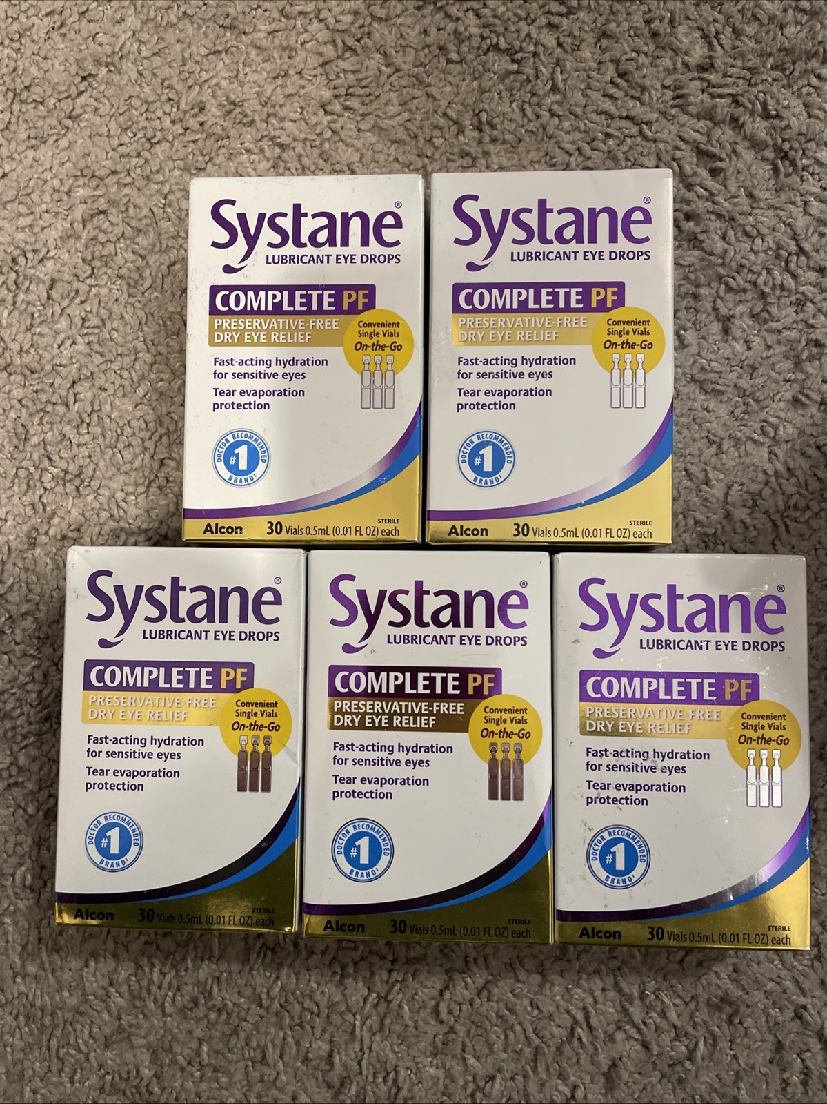 B LOT 5 Systane Complete PF Lubricant Eye Drops 30 Vials Each Sealed ...