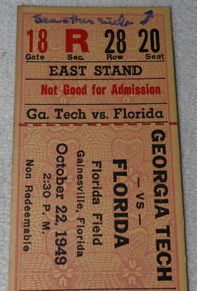 1949 Florida Gators vs. Georgia Tech Football Gainesville Original Full ...